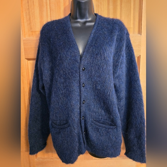 Vintage | Sweaters | Vintage Blue Wool Cardigan Sweater | Poshmark